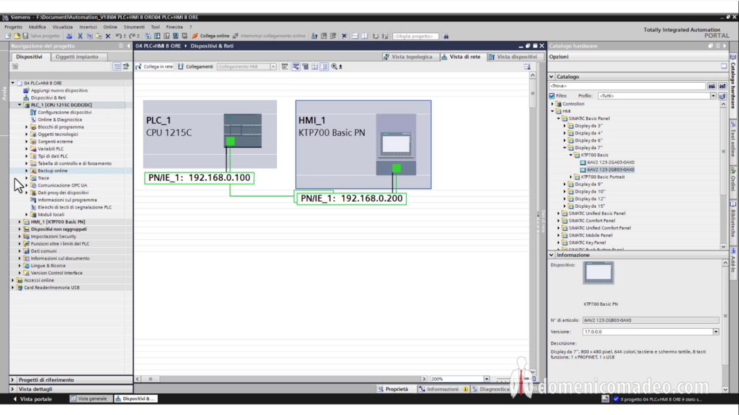 TUTORIAL - Creazione di una rete tra PLC S7 1200 e HMI KTP700 Basic con ...